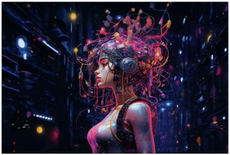 Wallario K&uuml;chenr&uuml;ckwand aus Glas 90 x 60 cm, Motiv: Verkabelte Realit&auml;t | Spritzschutz abwischbar & pflegeleicht