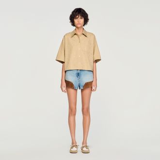 Sandro Chemise en coton &agrave; strass