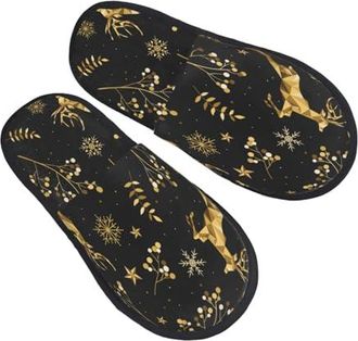 Generic Pantoufles Cerfs Dor&eacute;s De No&euml;l1 Chaussures Doux Hiver Slippers Pour Homme Int&eacute;rieur Unisex M