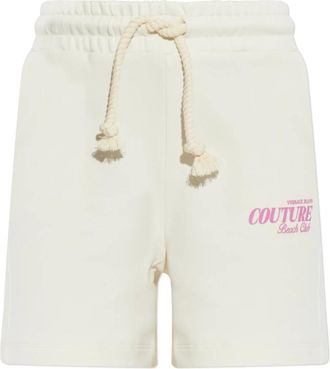 Versace Jeans Couture Femme, Shorts, Beige, Taille: 36 FR Printed Cotton-Jersey Shorts