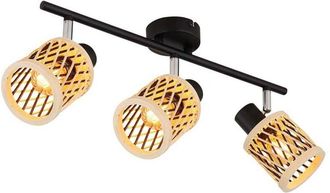 Globo Lighting Plafonnier de salon en bambou noir mat L 45 cm