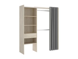 Vente-Unique Kleiderschrank Kleiderschranksystem - B. 110/160 cm - Eichefarben & Grau - Laurent