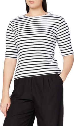 Armor Lux Damen T-Shirt, Blanc (Bi9 Blanc/Rich Navy), 36 EU, Herstellungsgröße: 0