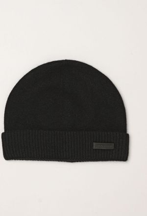 Emporio Armani Beanie-M&uuml;tze aus reinem Kaschmir mit Rippstrick