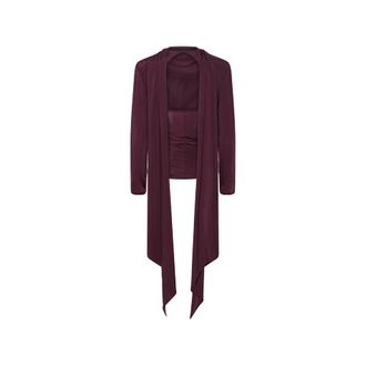 Rotate Draped-panel Long-sleeve Top