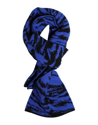 Dolce & Gabbana Mens Logo-Jacquard Virgin Wool Scarf Blue