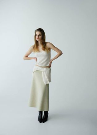 Mango Haut avec d&eacute;collet&eacute; en dentelle &eacute;cru - Femme - M - MANGO