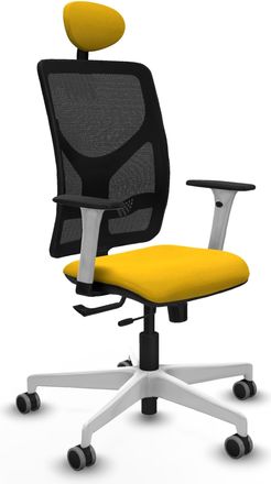 Piqueras y Crespo B&uuml;rostuhl aus Stoff, h&ouml;henverstellbar, mit Rollen, mit wei&szlig;en und schwarzen Armlehnen, h&ouml;henverstellbare Lendenwirbelst&uuml;tze und festes Kopfteil, Schwa