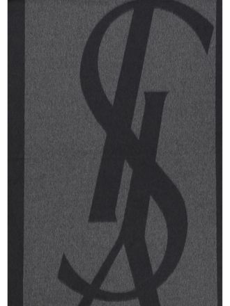 Saint Laurent Mens Cassandre Silk Scarf Graphite Scarfs