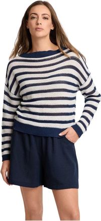 Kocca Femme, Pulls, Blanc, Taille: 44 FR Pull &agrave; effet tricot ray&eacute;