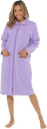 Undercover Peignoir pour femme en polaire avec fermeture éclair et bordure satinée, tailles 38 à 56, rose, violet, bleu, lilas et rose, 54-56