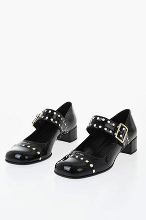 Prada Patent Mary Jane pumps with brogue details 4cm Prada