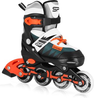 Spokey Tony Inline Skates f&uuml;r Kinder und Jugendliche bis max. Gewicht 60 kg| Gr&ouml;&szlig;enverstellbar, Alu-Schienen, Kugellager ABEC-7 Carbon, PU Rolle 82 A | Mit F