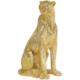 Deco 79 Dekorative Skulptur aus Kunstharz, Leopardenmuster, sitzend, Heimdekoration, Statue mit Diamantfacettenstruktur, Akzentfigur, 22,9 x 33 x 53,3 cm, Gol