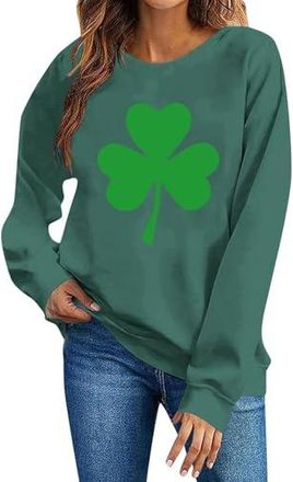 Generic Sweat-shirt &agrave; noeud pour femme - Chemise de la Saint-Patrick - Pull fantaisie amusant &agrave; manches longues - Col rond - Chemisier imprim&eacute; avec noeud - Tu