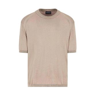 Emporio Armani Homme, Tops, Beige, Taille: XL T-shirt &agrave; Manches Courtes et Col Rond