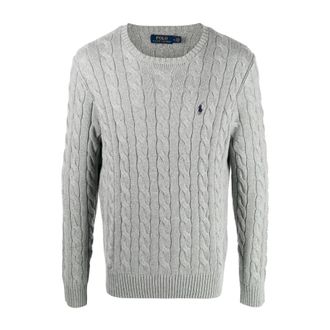 Polo Ralph Lauren Grauer Baumwollpullover Runder Ausschnitt Gestrickt - - Knitwear - Herren - Grau - XL