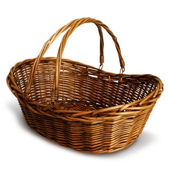 Wald Imports Gr&ouml;&szlig;e M Brauner Weidenkorb, Weidengeflecht/Rattan, Picknickkorb Dunkelbraun, Medium
