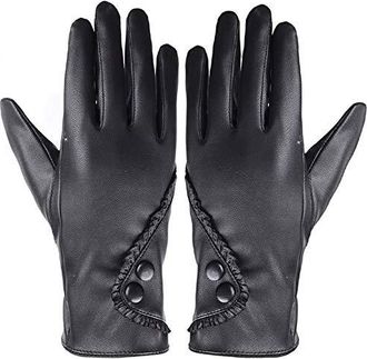 ZYUEER Womens Dames Nouvelle Super Doux Premium Gants Cuir EntièRement Doublé Hiver Chaud Everyday Conduite Cachemire Doublure Gants En Cuir DAffaires (Noir)
