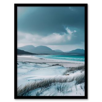 Artery8 Isle Harris Scotland White Sand Luskentyre Beach Bathroom Toilet Artwork Framed Wall Art Print A4