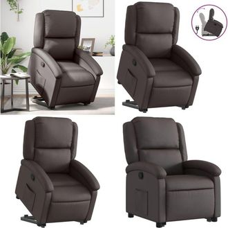 vidaXL Relaxsessel mit Aufstehhilfe Dunkelbraun Echtleder - Relaxsessel - Aufstehhilfe - Sessel - Fernsehsessel - TV-Sessel - Home & Living