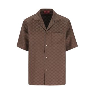 Gucci Bedrucktes Seidenhemd - - Shirts - Herren - Braun - L