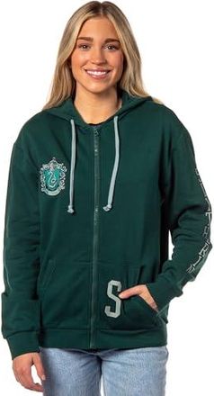 Bioworld Harry Potter Sweat &agrave; capuche l&eacute;ger zipp&eacute; pour femme Poudlard, Serpentard, X-Small