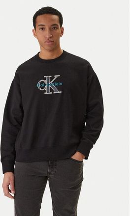 Calvin Klein Jeans Sweatshirt Premium Monologo LV04RE200G Schwarz Regular Fit