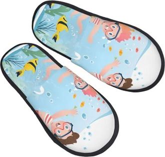 Generic Gar&ccedil;ons Nageant Mer Oc&eacute;an Corail Femme Homme Slippers Chaud Chaussons Confortable Pantoufles Pour Maison Hiver Int&eacute;rieur M