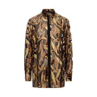 Roberto Cavalli Femme, Blouses et Chemises, Multicolore, Taille: 38 FR Chemise transparente &agrave; motif de feuillage