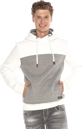 Cipo & Baxx Herren Hoodie Sweatshirt CL430 Ecru - Stylischer Pullover im Casual Streetwear Look mit Kapuze & K&auml;ngurutasche - Bequemes Oberteil f&uuml;r Alltag & Freize