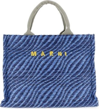 Marni Femme, Sacs, Bleu, Taille: ONE Size Petit sac cabas ondul&eacute; effet raphia