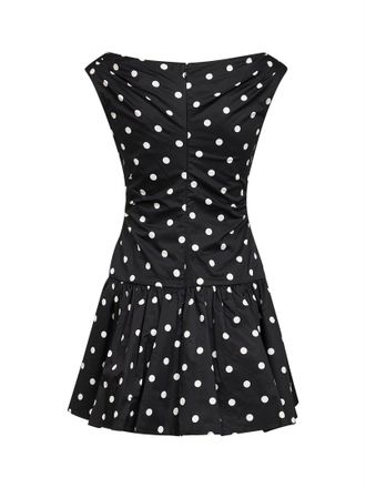 Self Portrait Womens Black Polka Dot Cotton Mini Dress