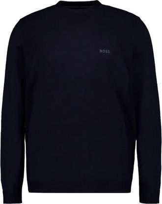 HUGO BOSS Herren Pullover blau unifarben