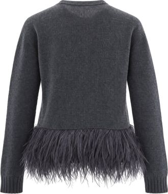 Fabiana Filippi Feather-Trimmed Wool Blend Cardigan - Gray