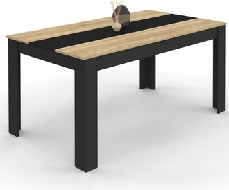 IDMarket Rechteckiger Esstisch Georgia 8 Personen schwarz und Buchenholznachbildung 160 x 90 cm