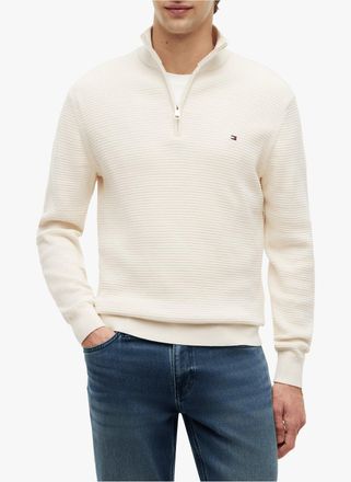 Tommy Hilfiger Pull droit &agrave; col zipp&eacute; en coton