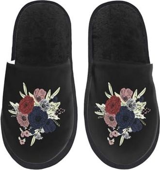 Generic Pantoufles Bouquet Peint &Agrave; La Main Chaussons Hiver Antid&eacute;rapants Chaussures Pour Int&eacute;rieur Ext&eacute;rieur Femme L
