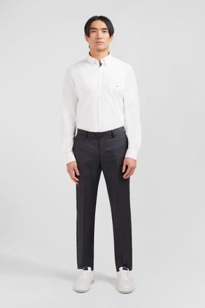 Eden Park Pantalon Slim Gris En Laine &Agrave; Plis Cass&eacute;s