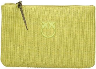 Pinko Pinko, Femme, Sacs, Vert, Taille: ONE Size Pochette en raphia