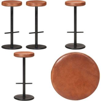 vidaXL Barhocker 2 Stk. Braun Echtleder - Vidaxl