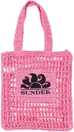 Sundek Womens Logo Detail Handbag Pink Paper Shoulder Bags