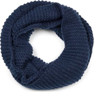 styleBREAKER Unisex Strick Loop Schal Einfarbig mit Wellenmuster, warmer Winter Strickschal, Schlauchschal 01018169, Farbe:Dunkelblau