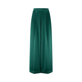 Riani Pantalon large en satin Platas avec plis - Femme - Pantalons - Vert - Taille: 42 FR