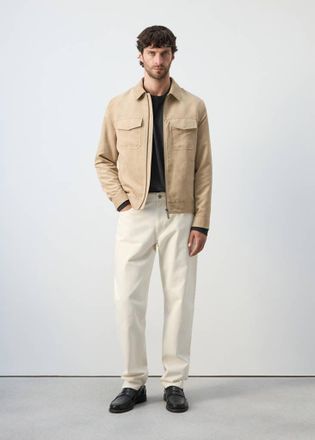 Mango Veste effe daim poches beige - Homme - XXL - MANGO MAN