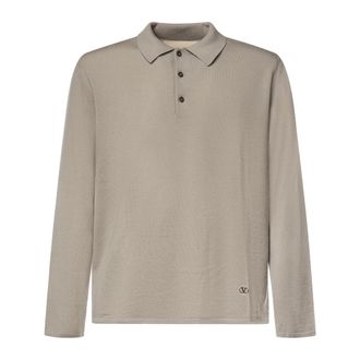 Valentino Garavani Woll-Poloshirt mit VLogo - - Tops - Herren - Beige - 2XL