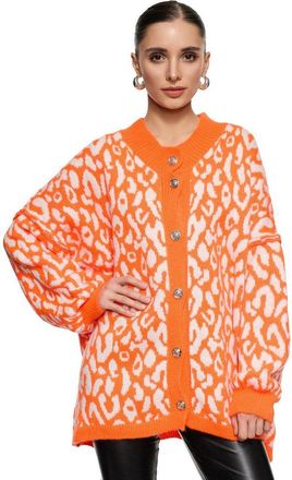 Worldclassca Cardigan WORLDCLASSCA Damen Cardigan Oversize Strickjacke Knöpfen Leopard Look Neue Kollektion - Stilvolle und gemütliche Strickmode für Damen