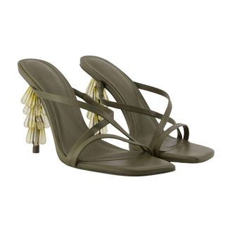Cult Gaia Womens Leather Tassel-Charm Heel Green Calfskin