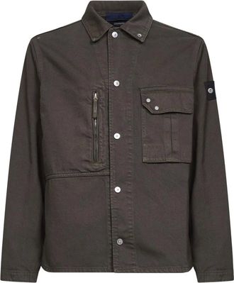 Stone Island Homme, Vestes, Brun, Taille: L Denim Research Overshirt