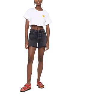 Philosophy di Lorenzo Serafini Femme, Tops, Blanc, Taille: 40 FR T-shirt Smiley Crop